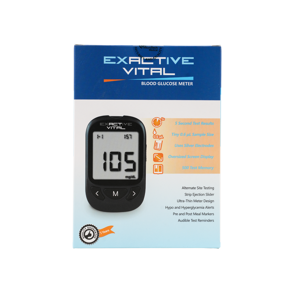 Exactive Vital Glucometer+25 Strips+25 Lancets(mmol/dL) – Pharmazone