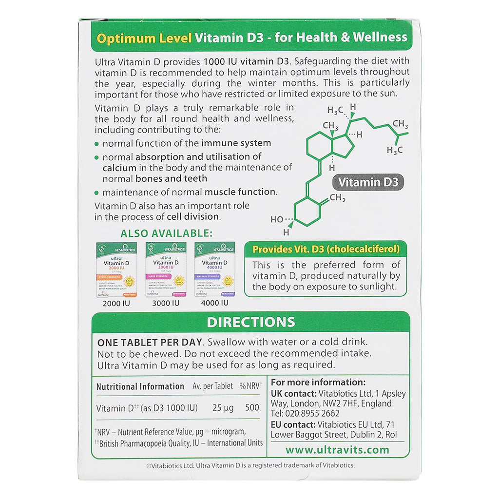 VITABIOTICS ULTRA VIT D3 1000IU 96 TAB – Pharmazone