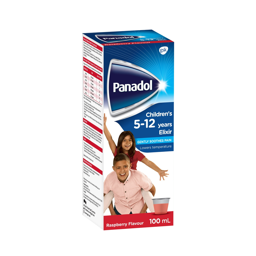 PANADOL ELIXER KIDS 5-12 YEARS SYRUP 100ML – Pharmazone